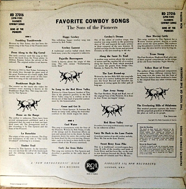 25 Favorite Cowboy Songs (The Sons Of The Pioneers) - original ...